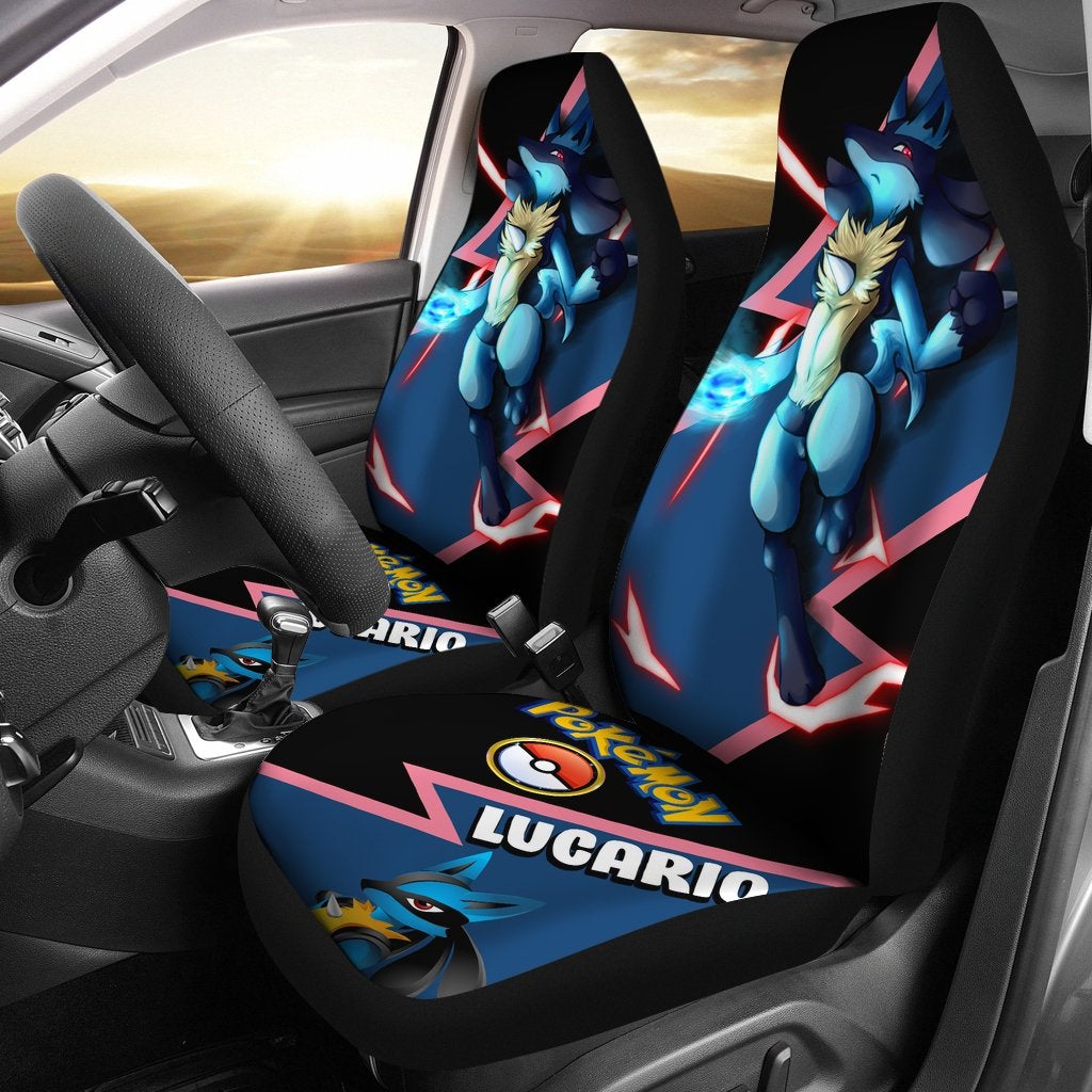 Lucario Car Seat Covers Custom Anime Pokemon Car Accessories - Nearkii