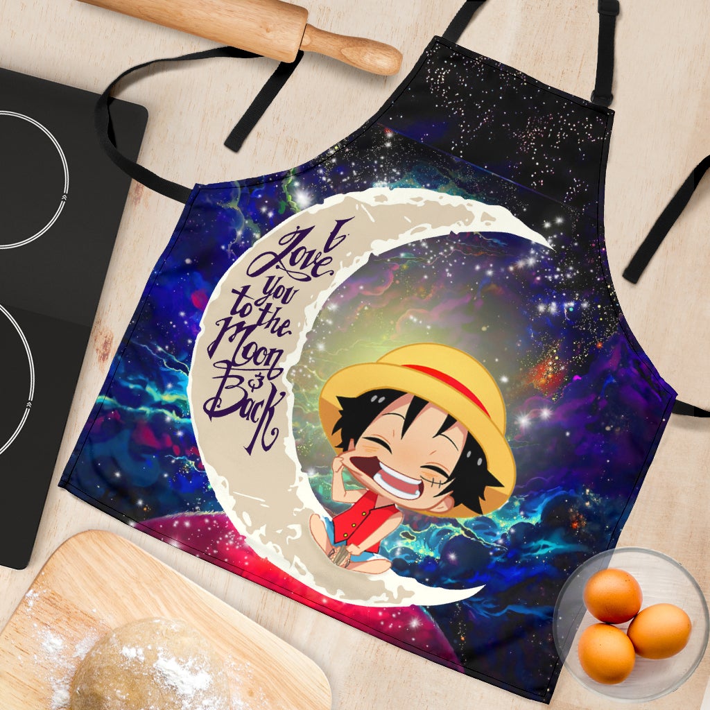 Luffy One Piece Love You To The Moon Galaxy Custom Apron Best Gift For ...