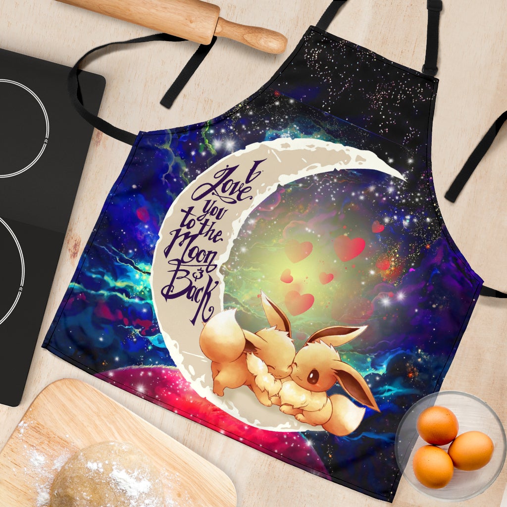 Cute Eevee Pokemon Couple Love You To The Moon Galaxy Custom Apron Best ...