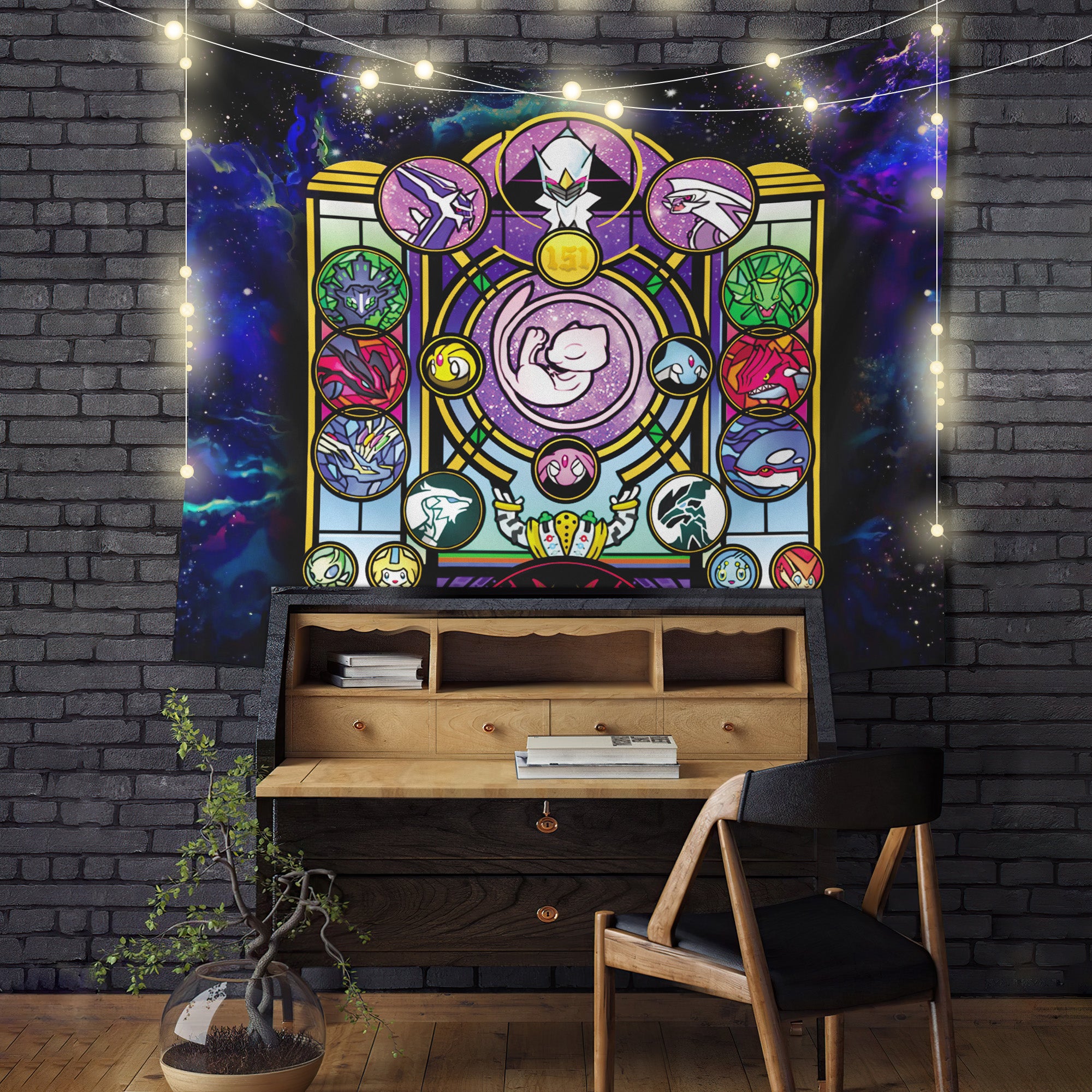 Pokemon Legendary Mewtwo Galaxy Tapestry Room Decor - Nearkii