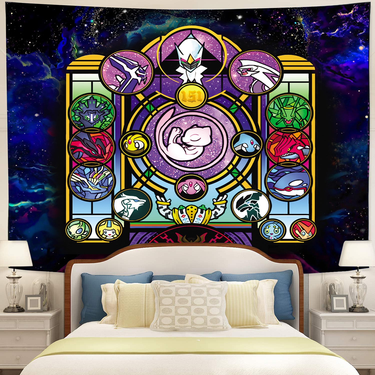 Pokemon Legendary Mewtwo Galaxy Tapestry Room Decor - Nearkii