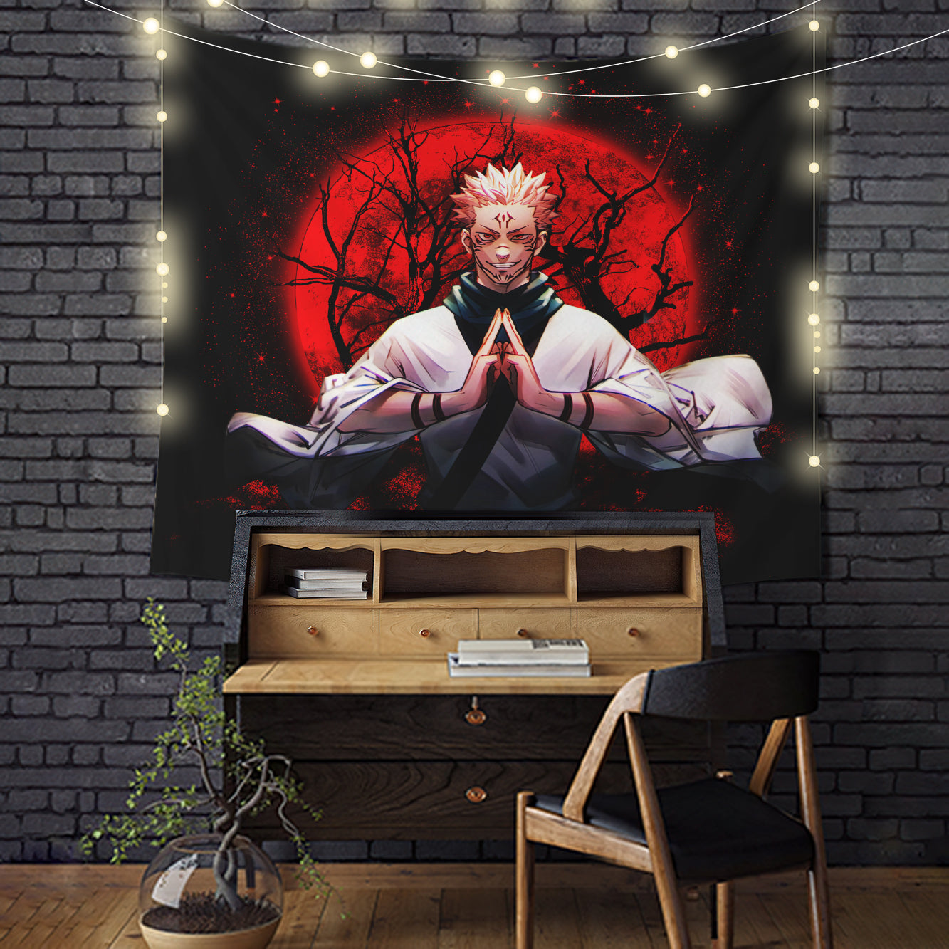 Sukuna Jujutsu Kaisen Moonlight Tapestry Room Decor - Nearkii