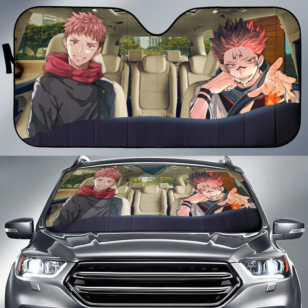 Jujutsu Kaisen Yuji And Sukuna Car Auto Sunshades - Nearkii