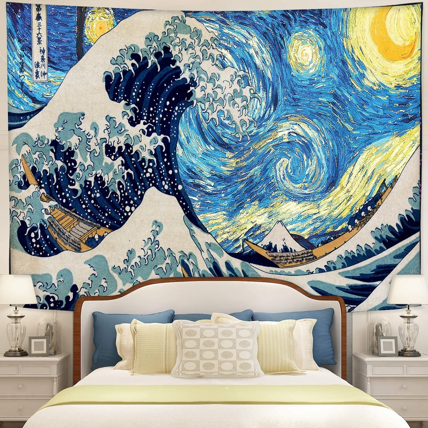 Japanese Wave The Starry Night Tapestry Room Decor - Nearkii