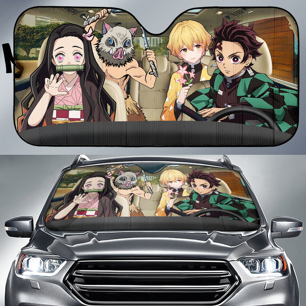 Tanjiro Nezuko Zenitsu Inosuke Demon Slayer Anime Driving Car Auto ...