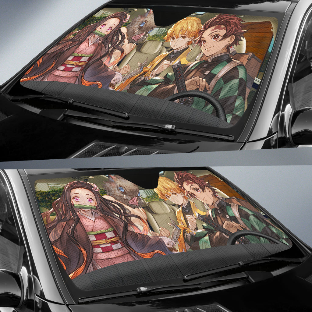 Kimetsu No Yaiba Tanjiro Nezuko Zenitsu And Inosuke Driving Car Auto ...