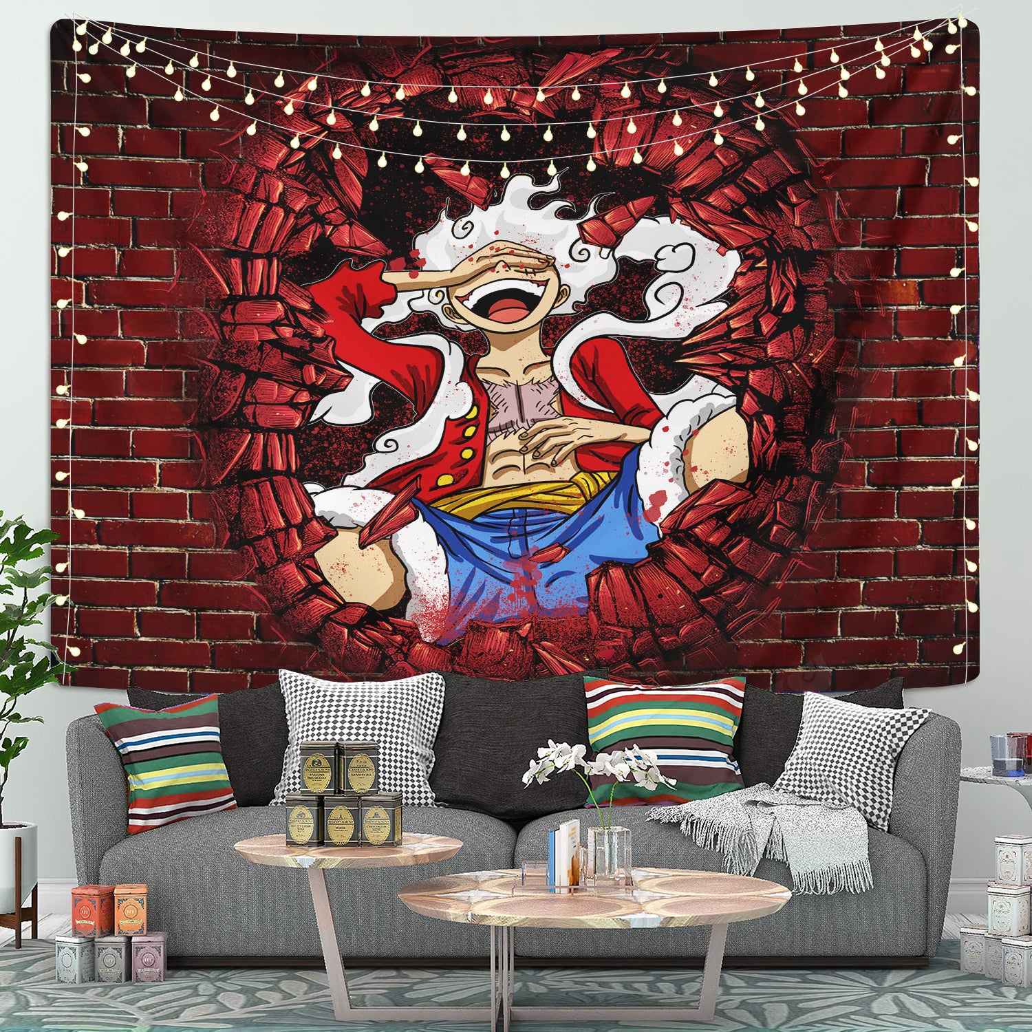 Luffy Gear 5 Break Wall Style Tapestry Room Decor - Nearkii