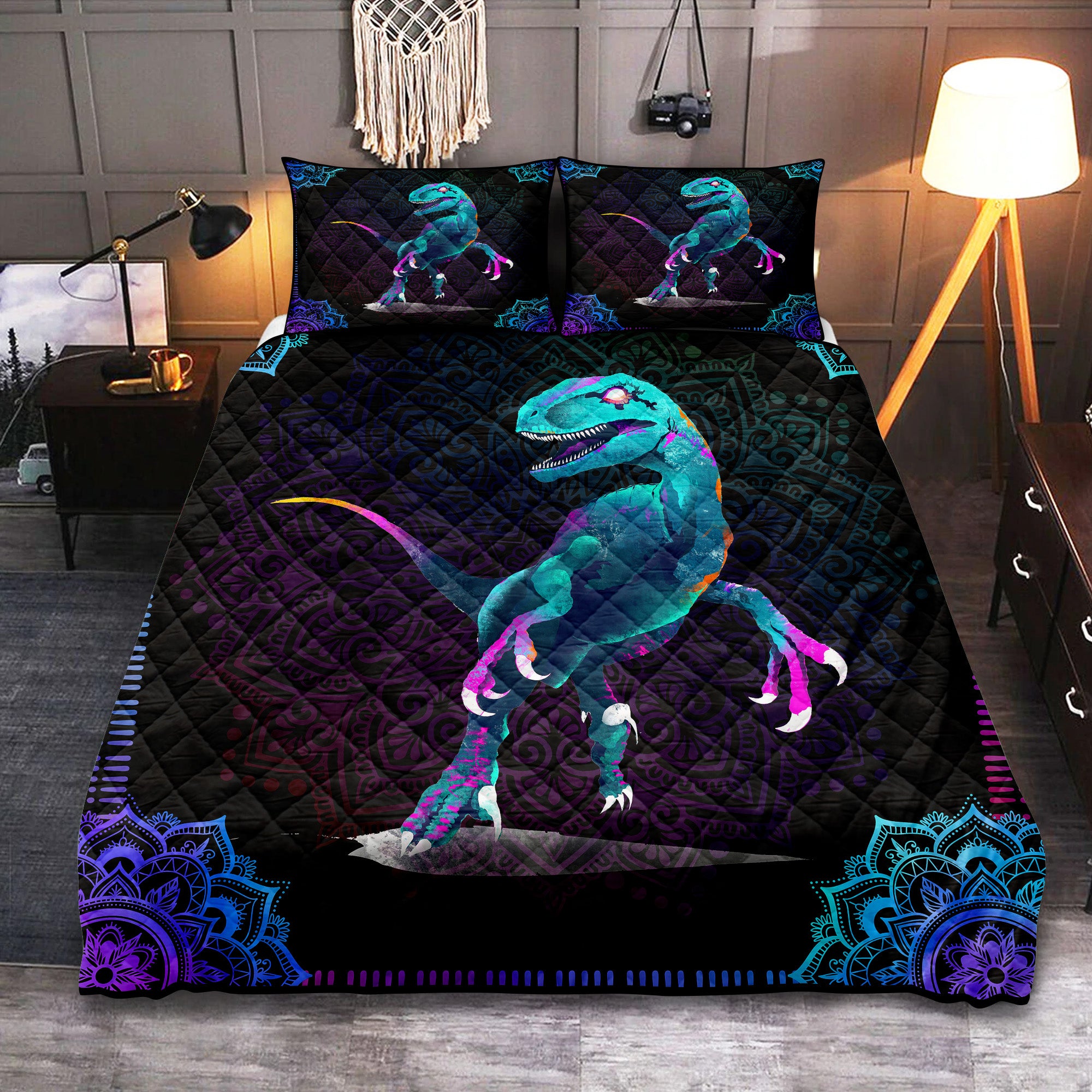 Dinosaur Mandala Quilt Bed Sets - Nearkii