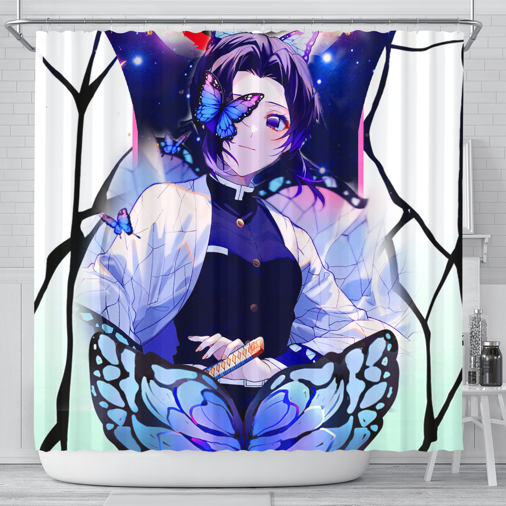 Shinobu Sky Demon Slayer Butterfly Shower Curtain - Nearkii