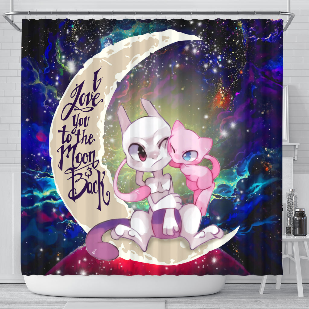 Pokemon Couple Mew Mewtwo Love You To The Moon Galaxy Shower Curtain ...