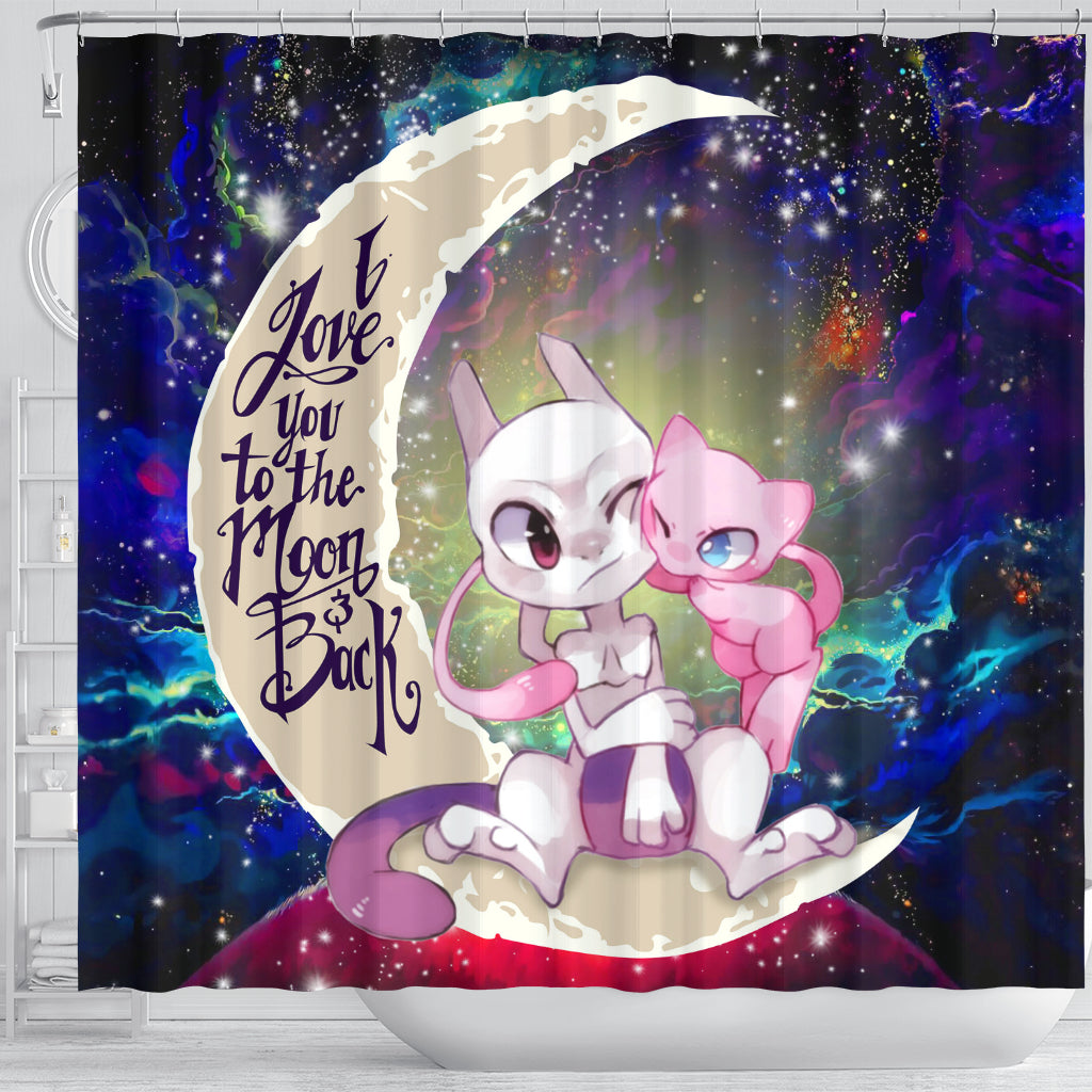 Pokemon Couple Mew Mewtwo Love You To The Moon Galaxy Shower Curtain ...
