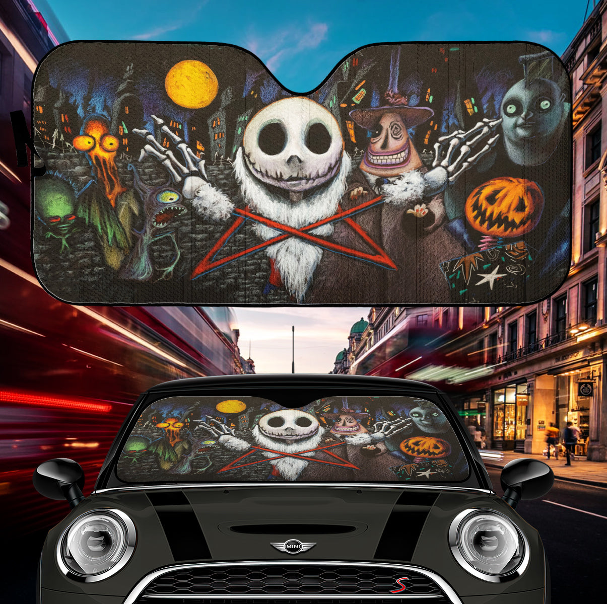 Nightmare Before Christmas Team Noel Car Auto Sunshades - Nearkii