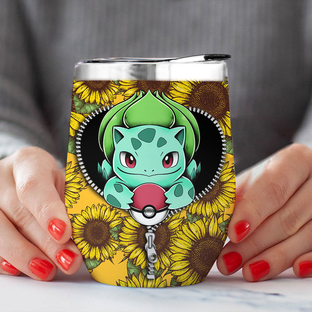 Bulbapedia Pokemon Sunflower Zipper Wine Tumbler - Nearkii