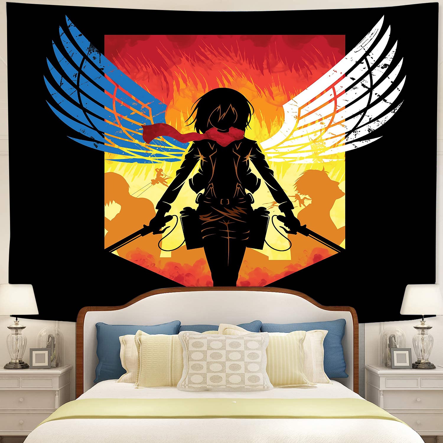 Mikasa Ackerman Attack On Titan Tapestry Room Decor - Nearkii