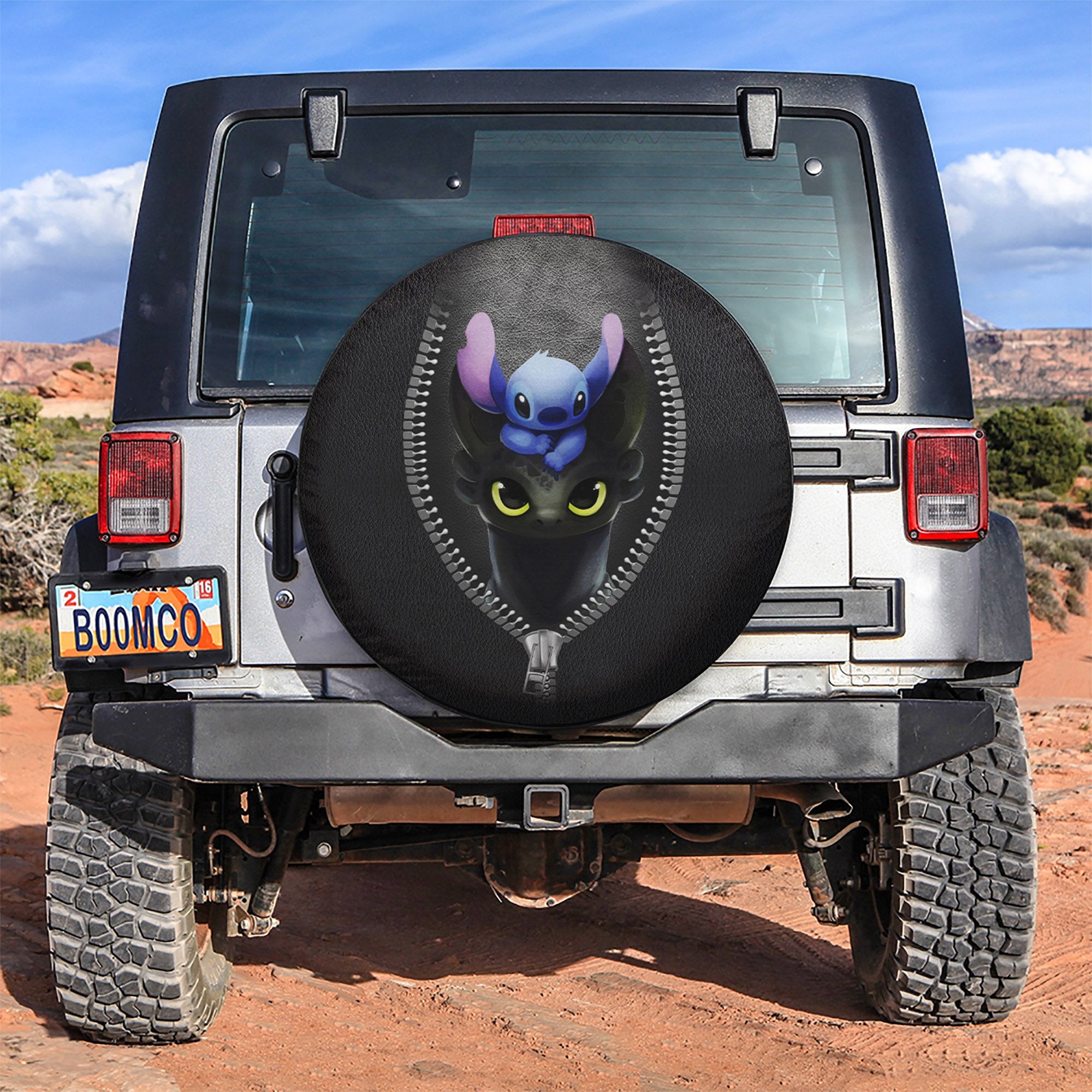 Stitch Toothless Zipper Car Spare Tire Covers Gift For Campers - Nearkii