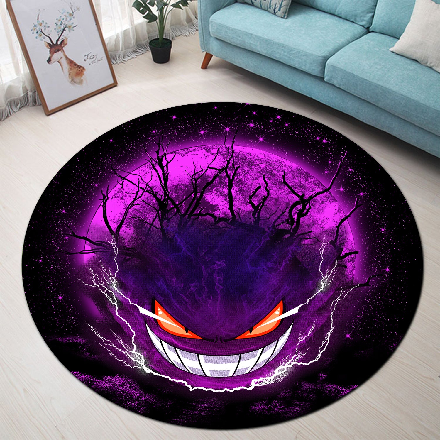 Gengar Pokemon Ghost Scary Moonlight Round Carpet Rug Bedroom ...