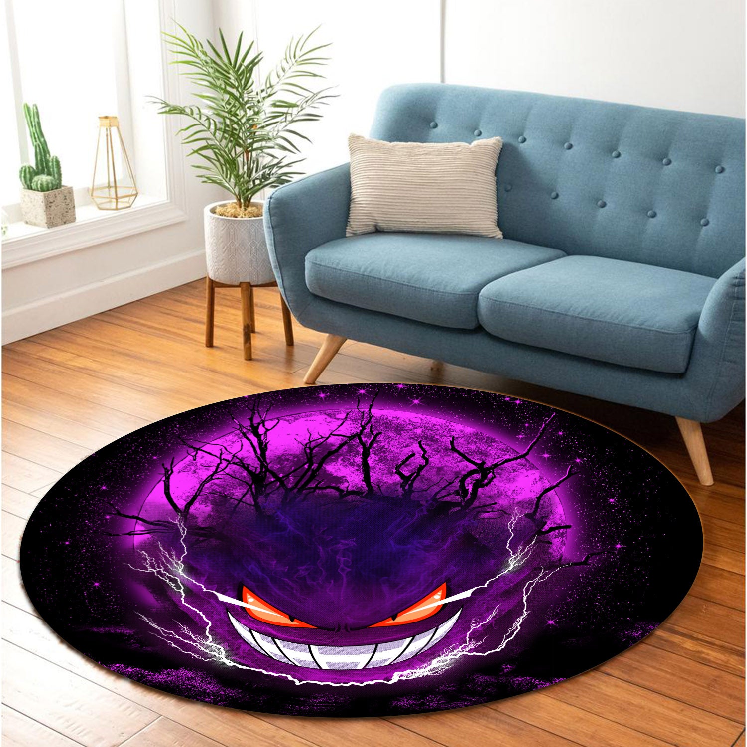 Gengar Pokemon Ghost Scary Moonlight Round Carpet Rug Bedroom ...