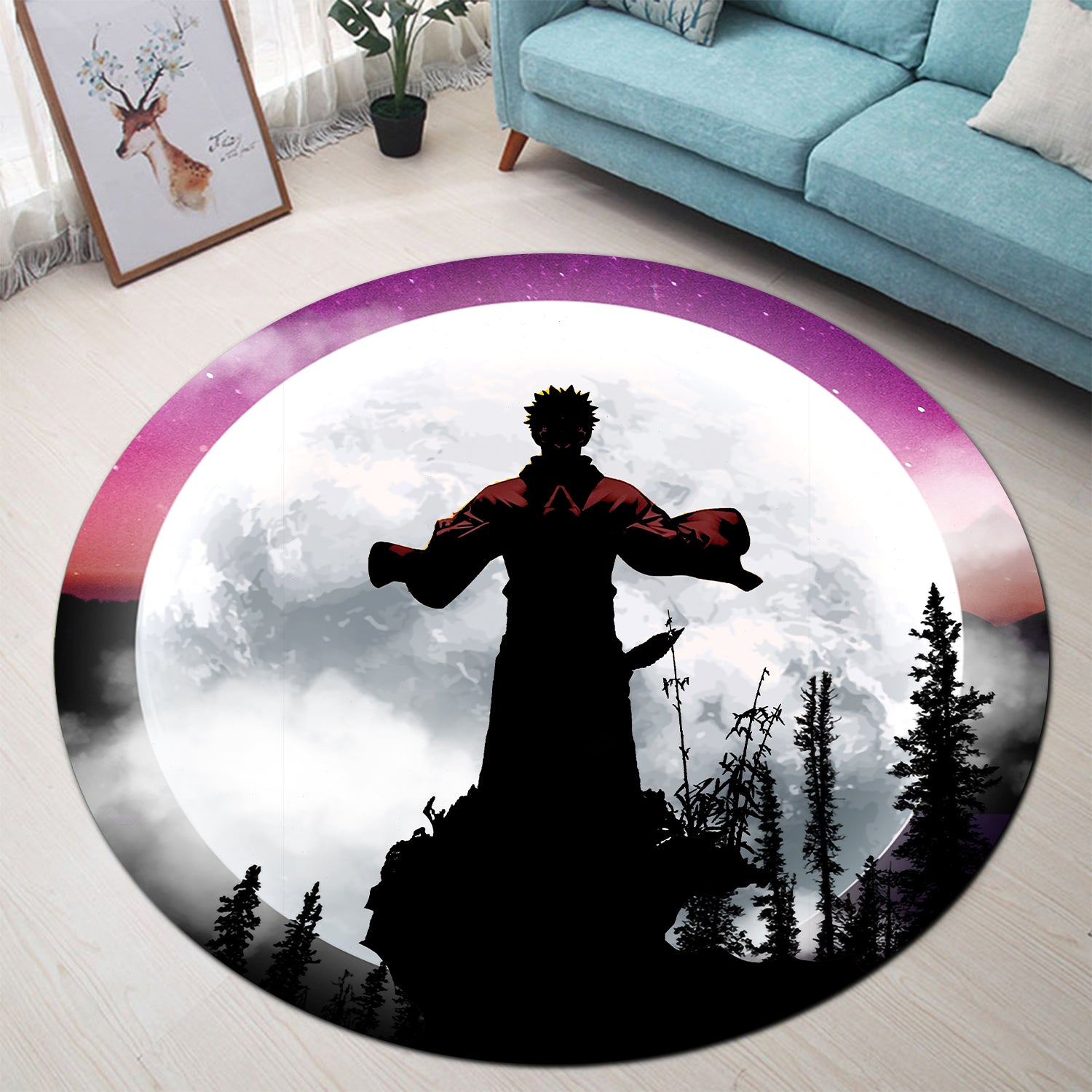 Jujutsu Kaisen Sukuna Moon Night Round Carpet Rug Bedroom Livingroom ...