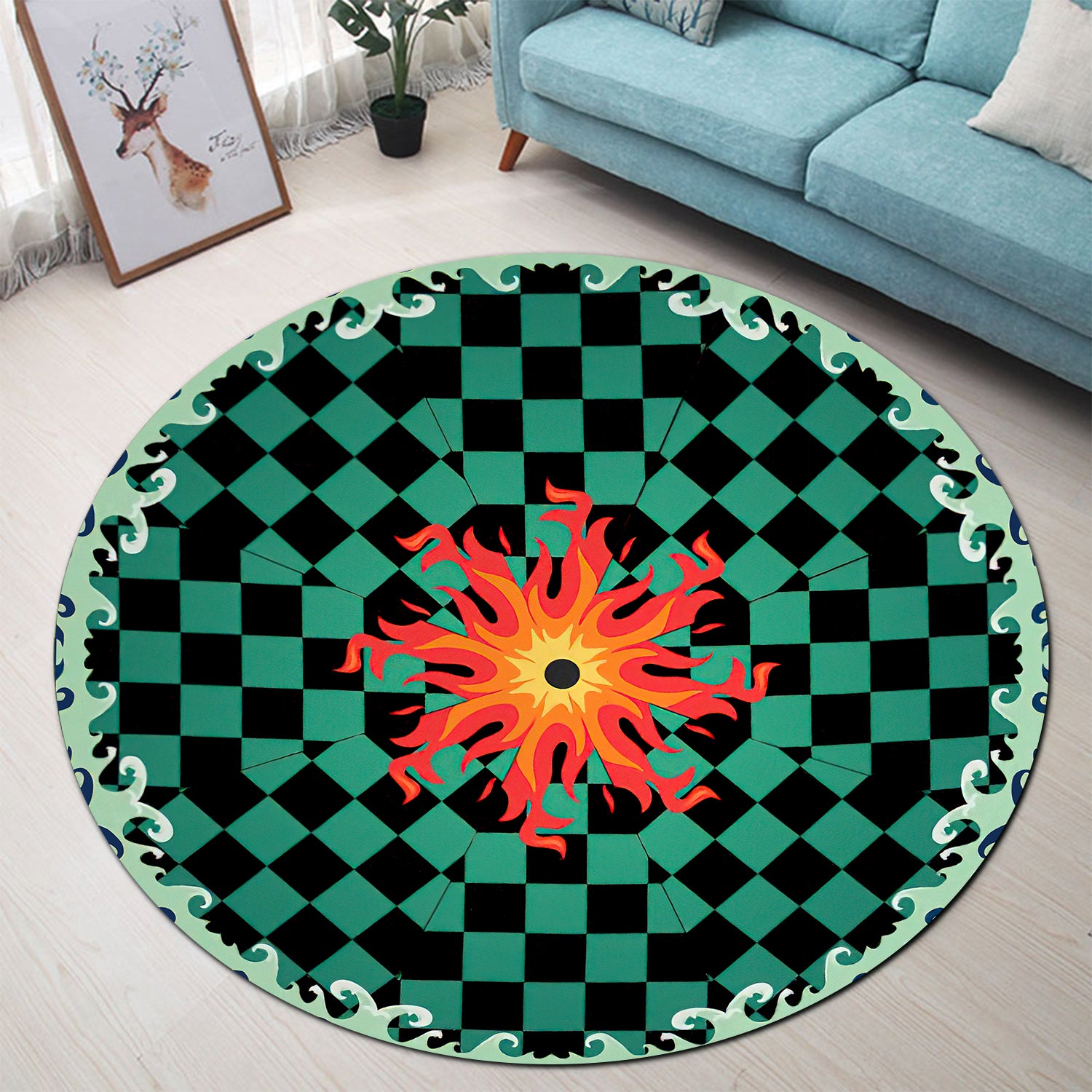 Tanjiro Demon Slayer Round Carpet Rug Bedroom Livingroom Home Decor ...