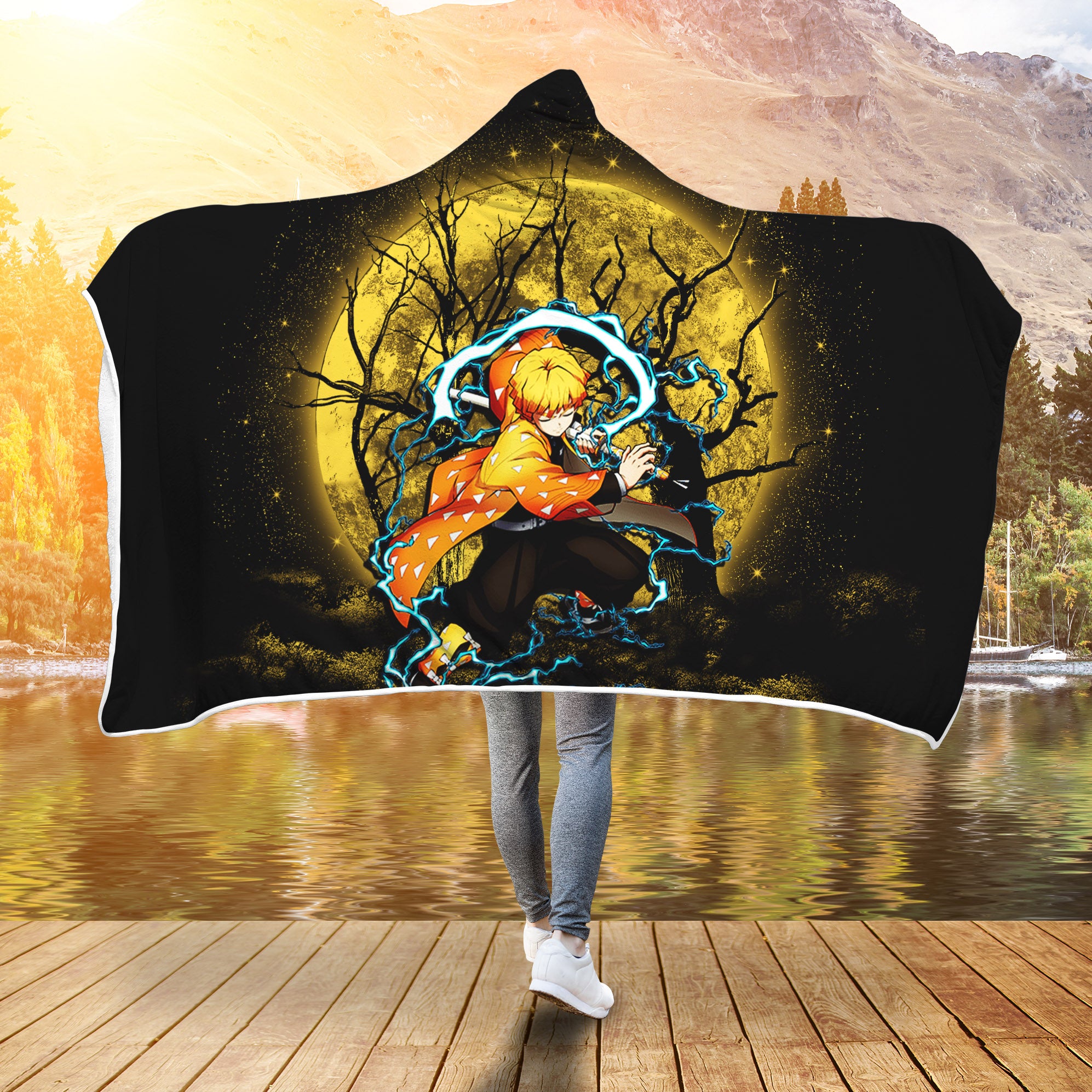 Zenitsu Moonlight Economy Hooded Blanket - Nearkii