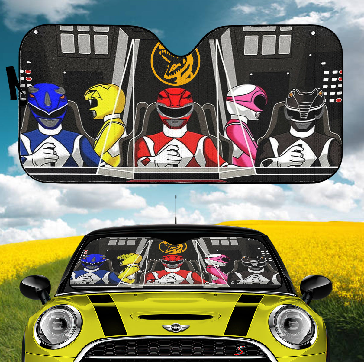 Mighty Morphin Power Rangers Car Auto Sunshades - Nearkii
