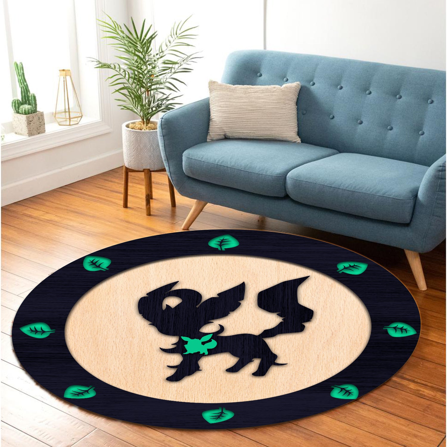 Leafeon Eevee Pokemon Evolution Round Carpet Rug Bedroom Livingroom ...