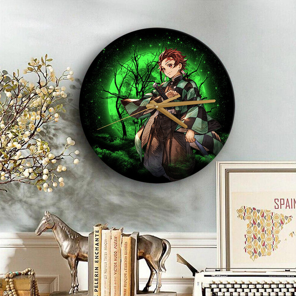 Tanjiro Demon Slayer Anime Moonlight Wood Wall Clock - Nearkii