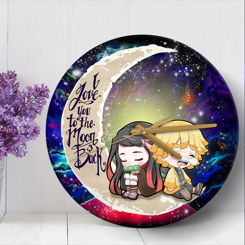 Zenitsu And Nezuko Chibi Demon Slayer Love You To The Moon Galaxy Wood ...