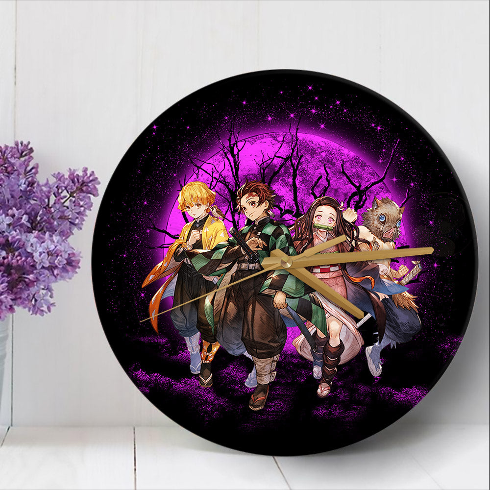 Demon Slayer Team Pink Moonlight Wood Wall Clock - Nearkii