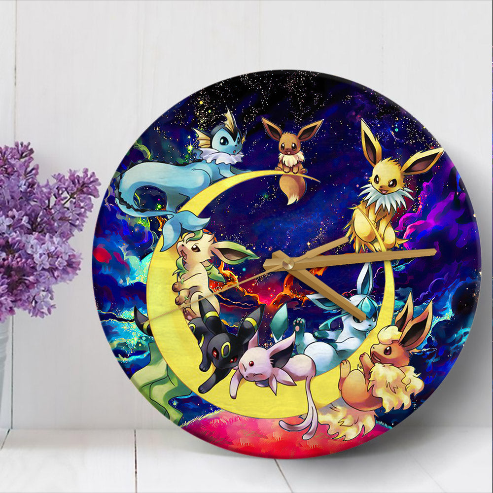 Eevee Evolution Pokemon Family Love You To The Moon Galaxy Wood Wall ...