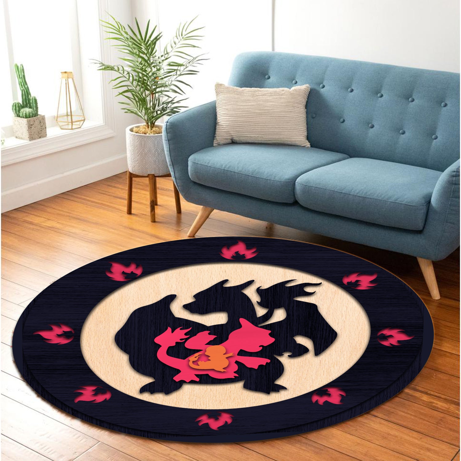 Charizard Evolution Pokemon Round Carpet Rug Bedroom Livingroom Home ...