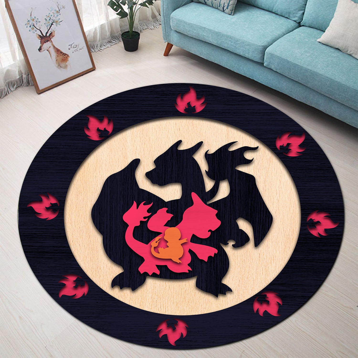 Charizard Evolution Pokemon Round Carpet Rug Bedroom Livingroom Home ...