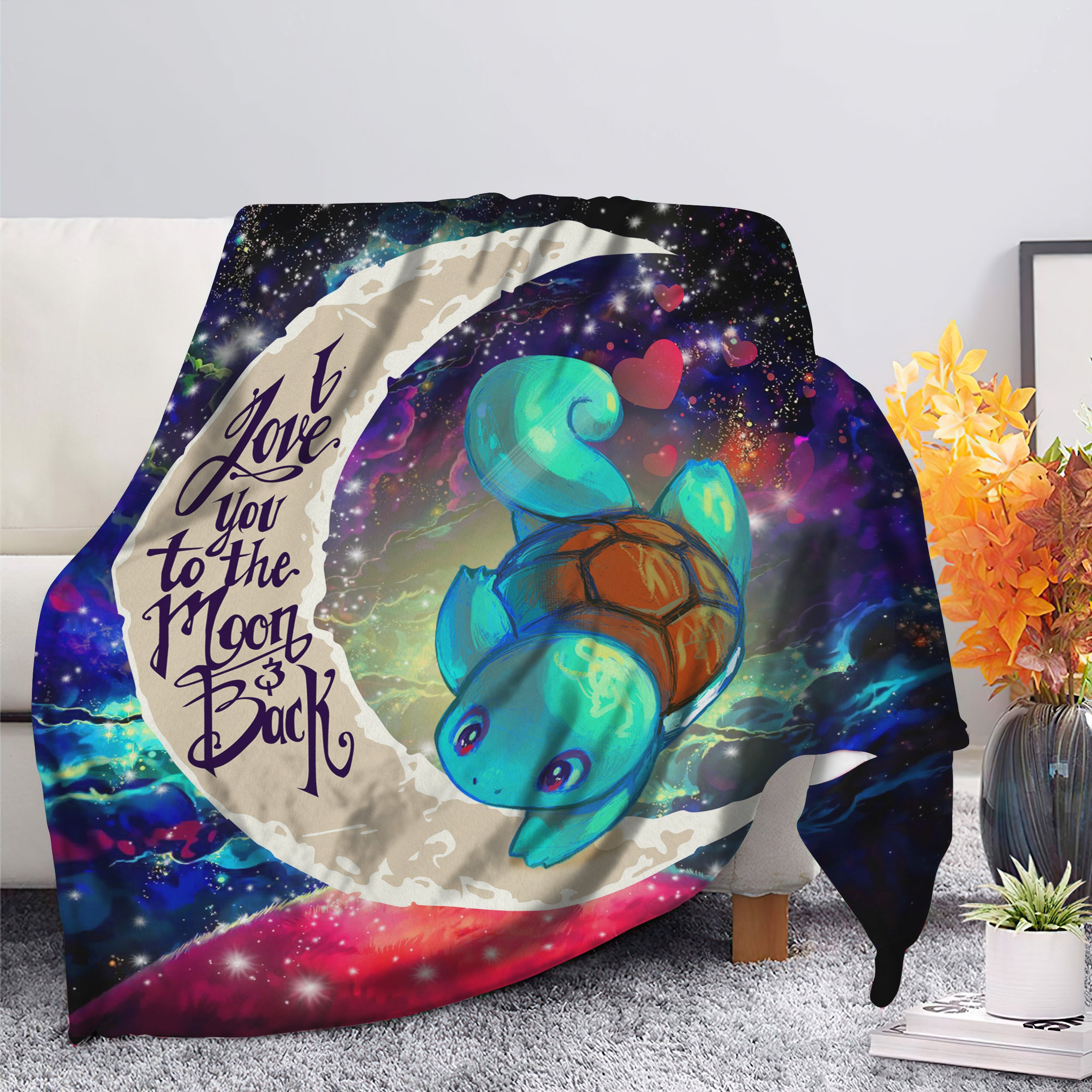 Squirtle Pokemon Love You To The Moon Galaxy Blanket - Nearkii
