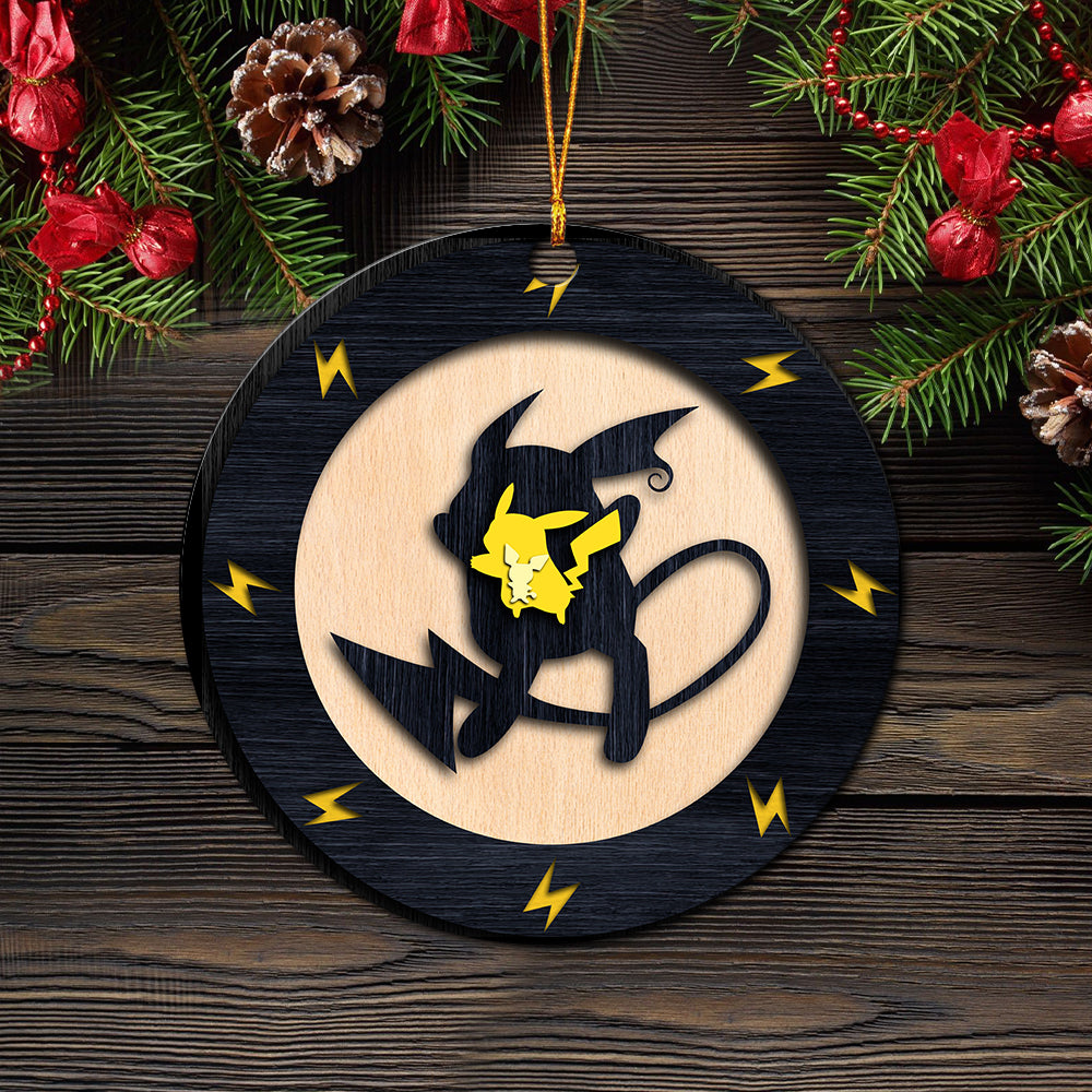 Pikachu Evolution Pokemon Wood Circle Ornament Perfect Gift For Holiday ...
