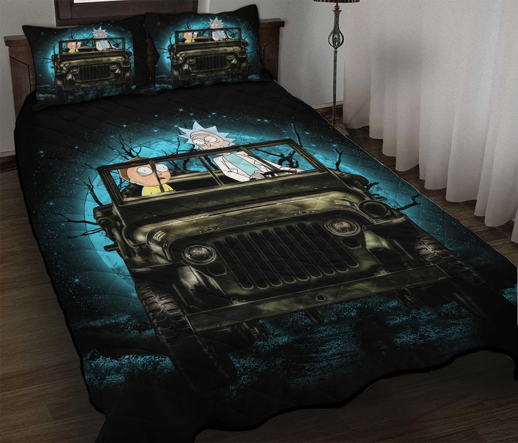 Rick And Morty Halloween Moonlight Quilt Bed Sets - Nearkii