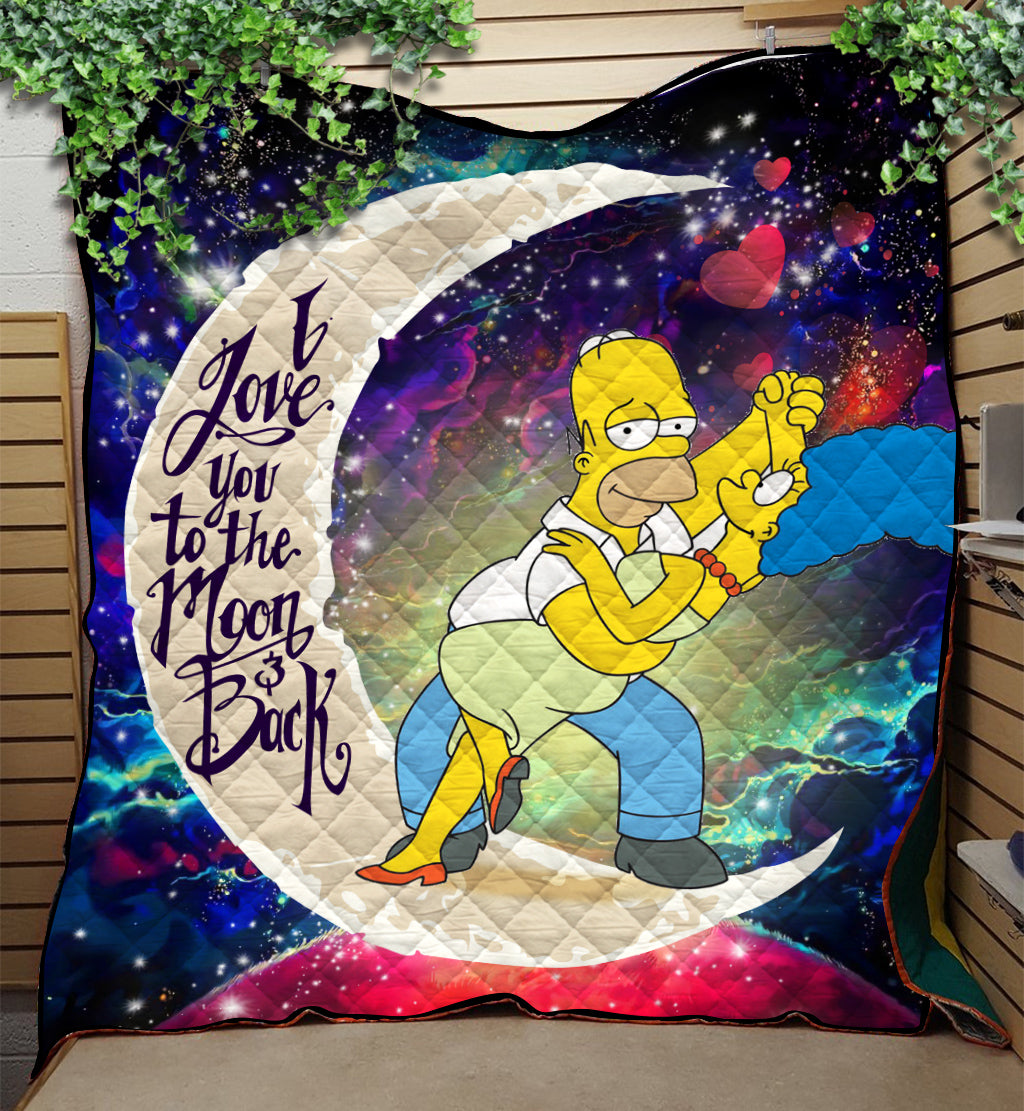 Simpsons Family Love You To The Moon Galaxy Quilt Blanket - Nearkii