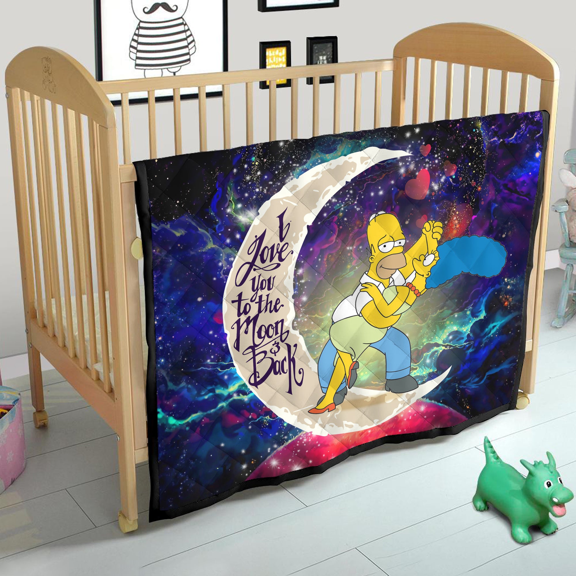 Simpsons Family Love You To The Moon Galaxy Quilt Blanket - Nearkii
