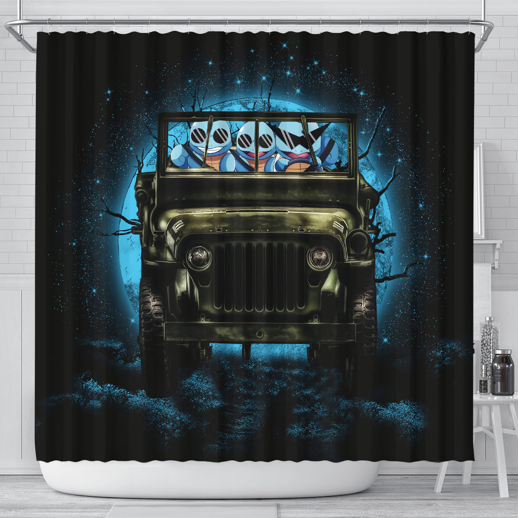 Squirtle Gangster Pokemon Halloween Moonlight Shower Curtain - Nearkii