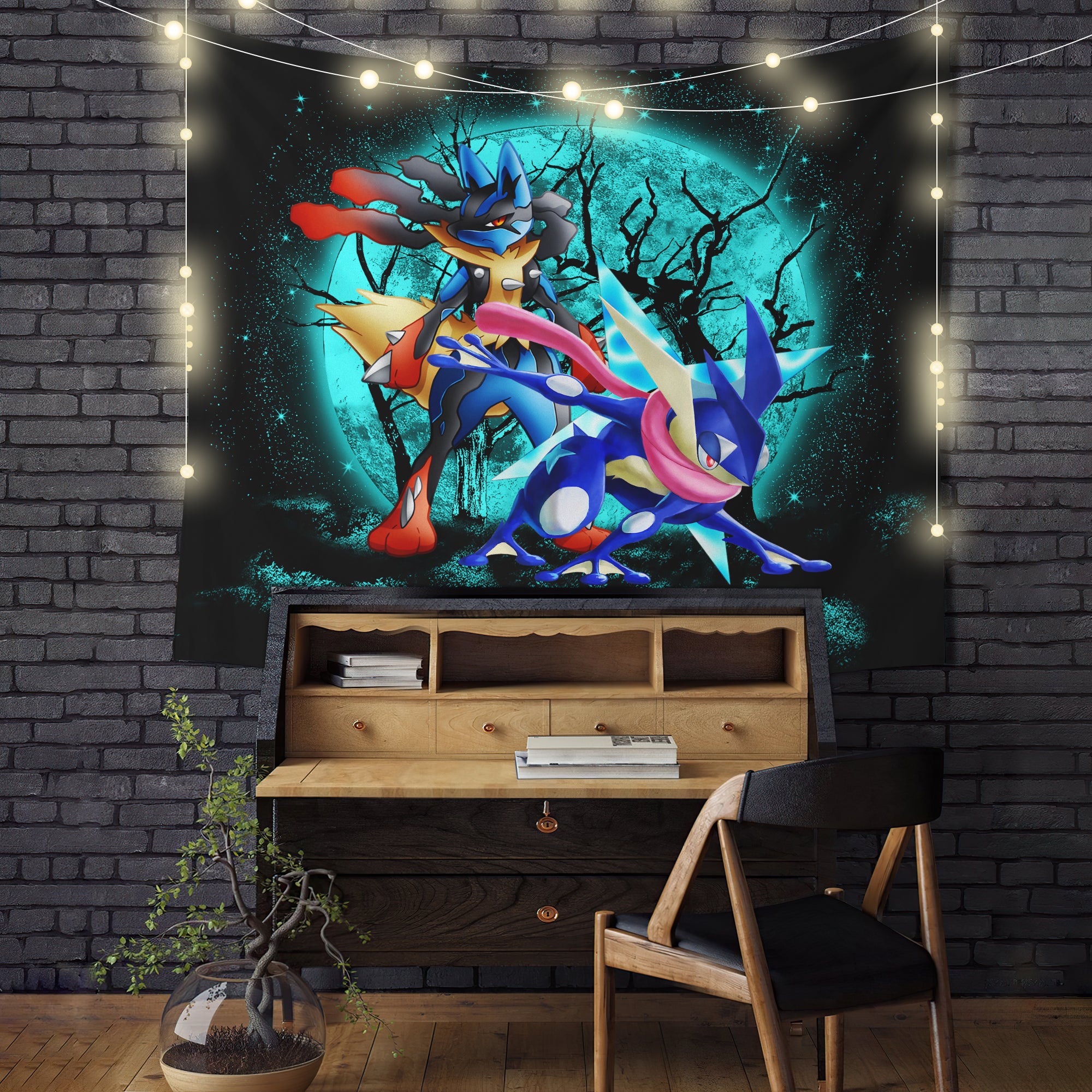 Greninja Satoshi And Mega Lucario Pokemon Moonlight Halloween Funny ...
