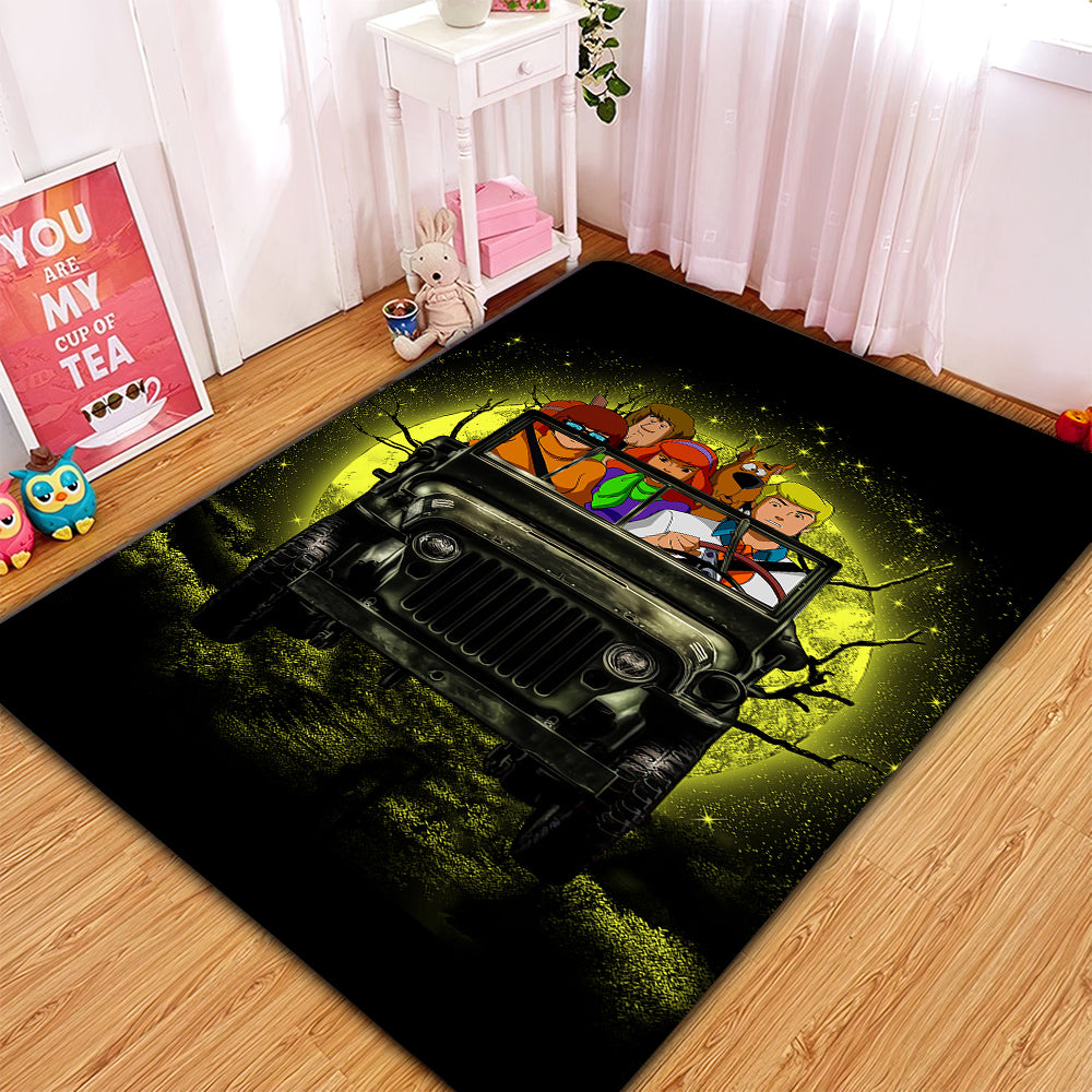 Scooby Doo Ride Jeep Funny Anime Moonlight Rug Carpet Rug Home Room ...