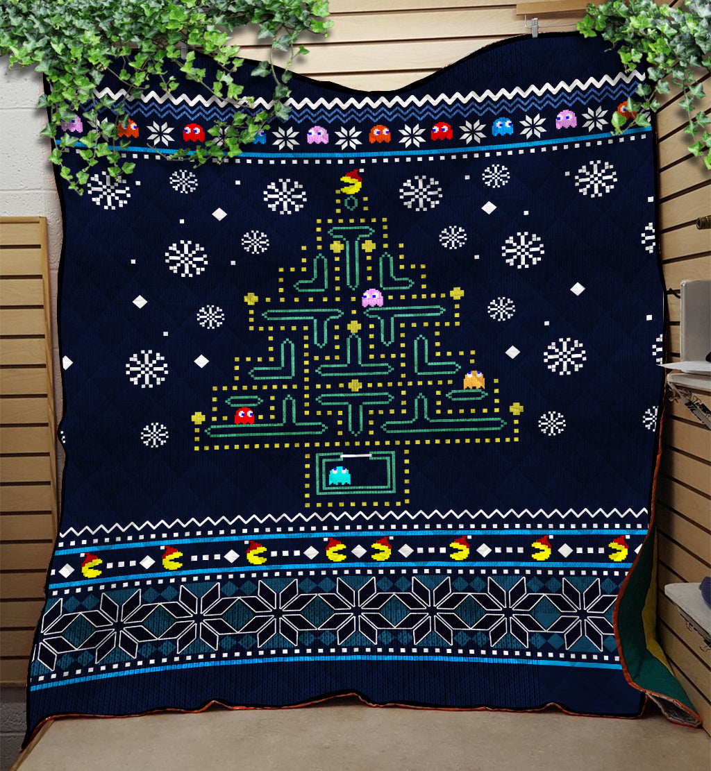 Christmas Tree Pacman Quilt Blanket - Nearkii