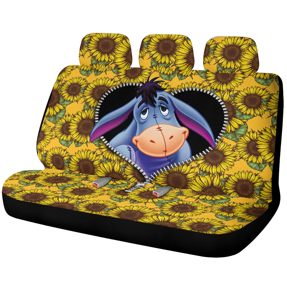 Eeyore Zipper Sunflower Car Back Seat Covers Decor Protectors - Nearkii
