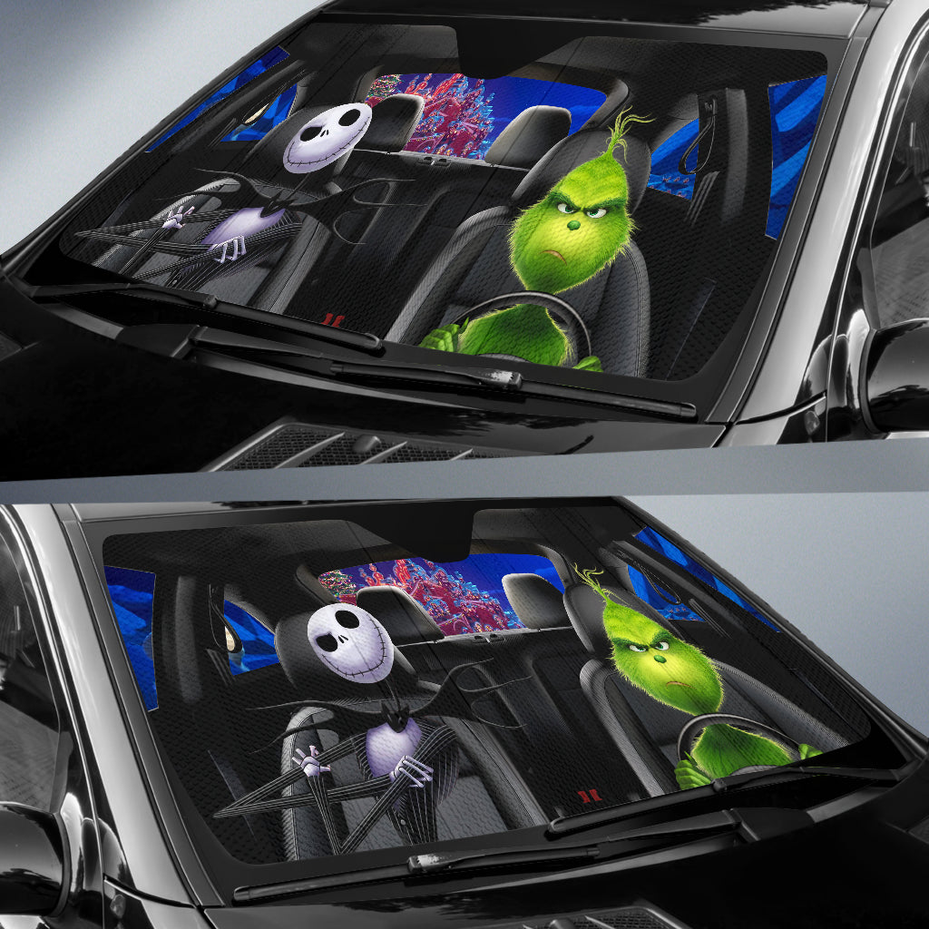 Jack And Grinch Driving Car Auto Sunshades - Nearkii