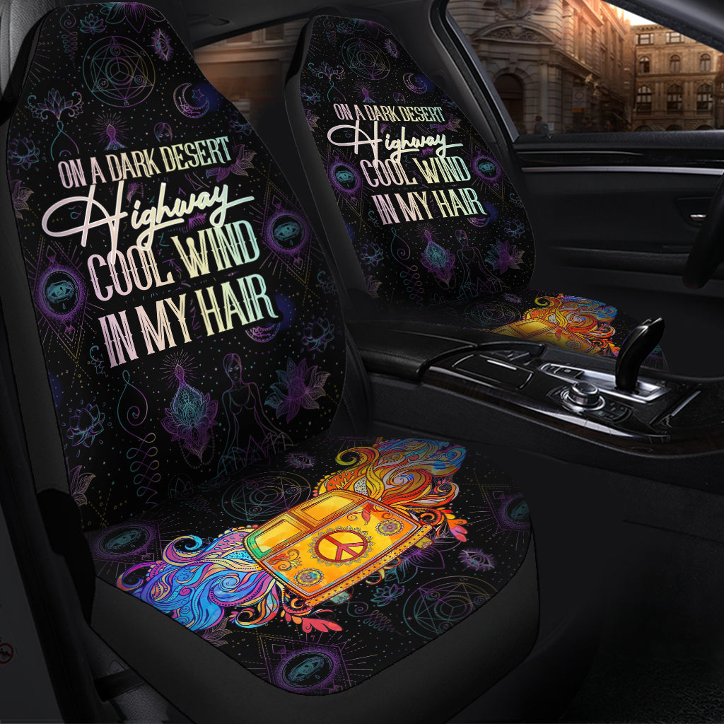 On A Dark Desert Hippie Van Premium Custom Car Seat Covers Decor ...