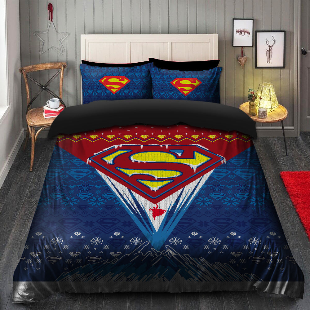 Superman 1 Christmas Bedding Set Duvet Cover And 2 Pillowcases - Nearkii