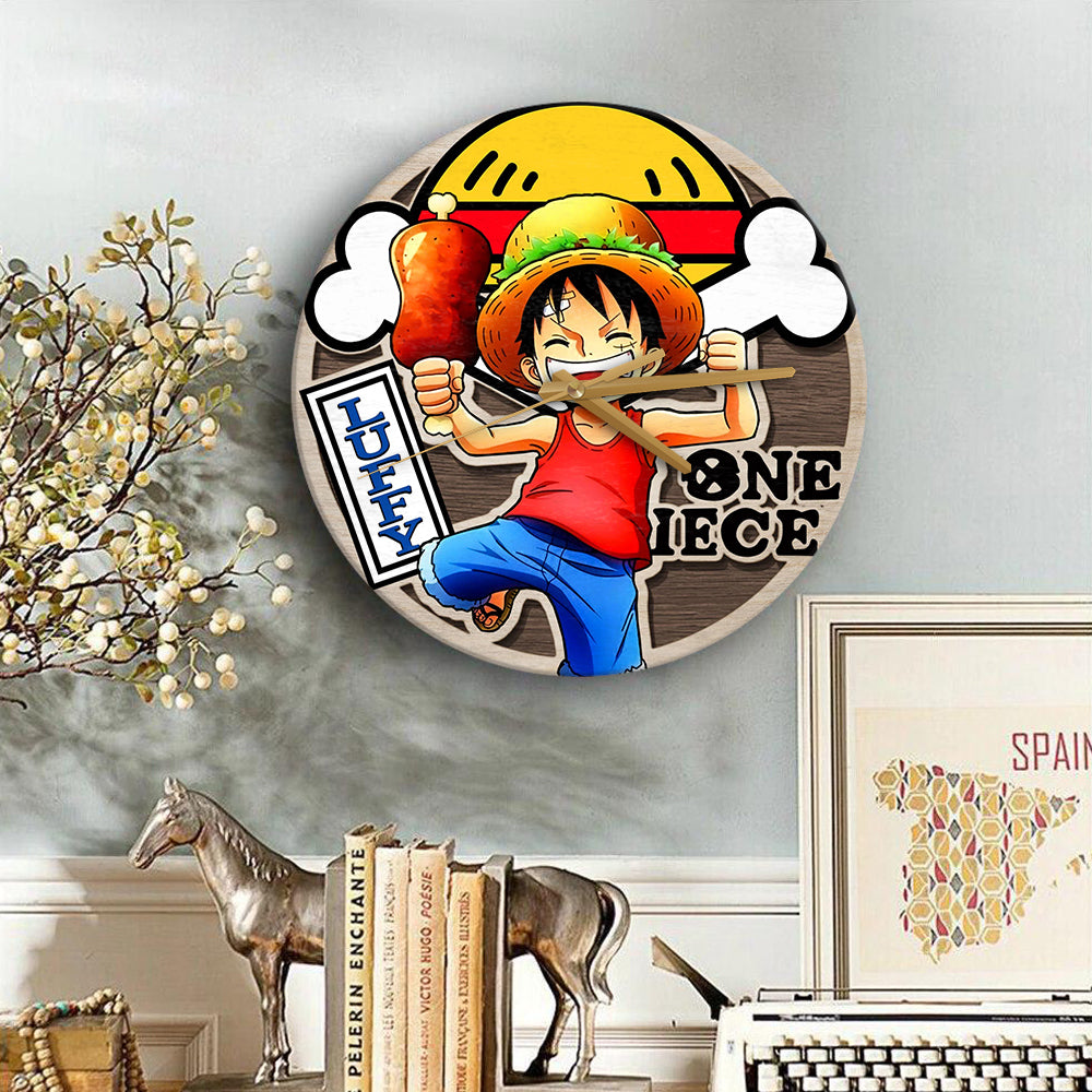 One Piece Monkey D Luffy Anime Wood Wall Clock - Nearkii