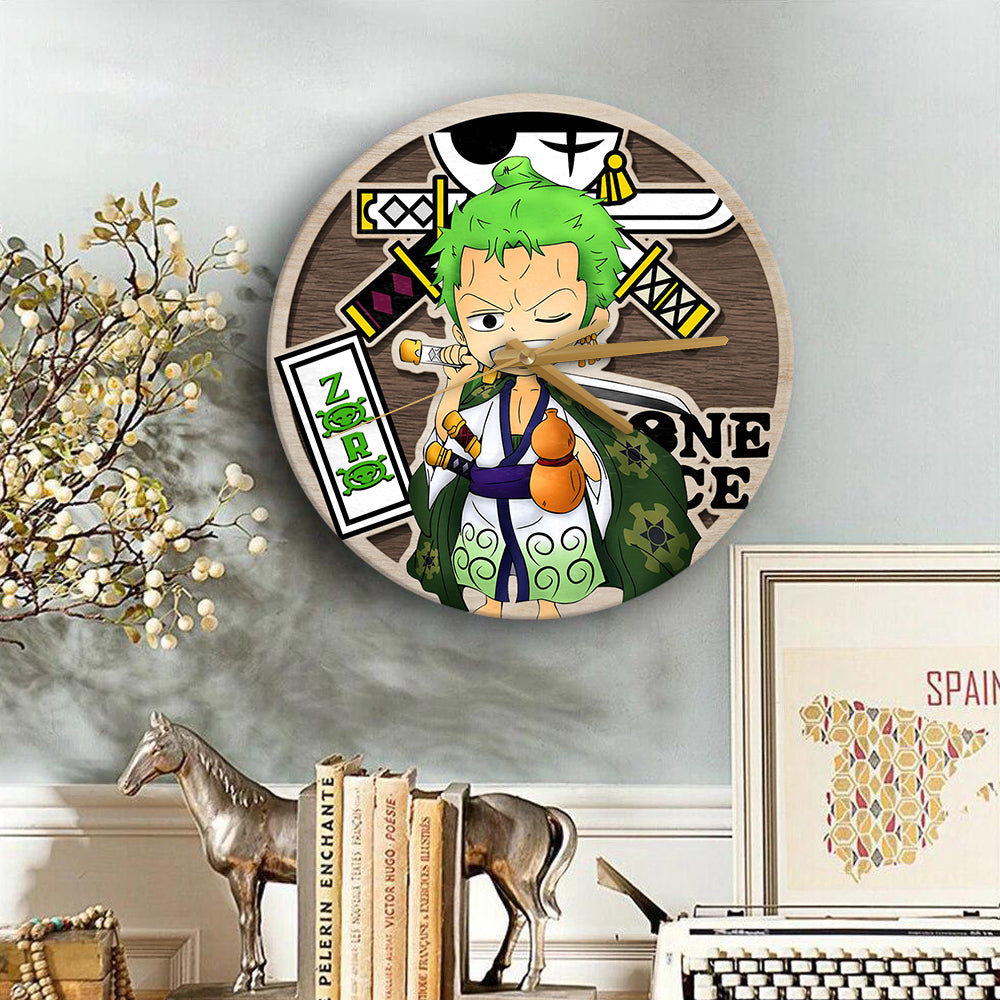 One Piece Roronoa Zoro Anime Wood Wall Clock - Nearkii