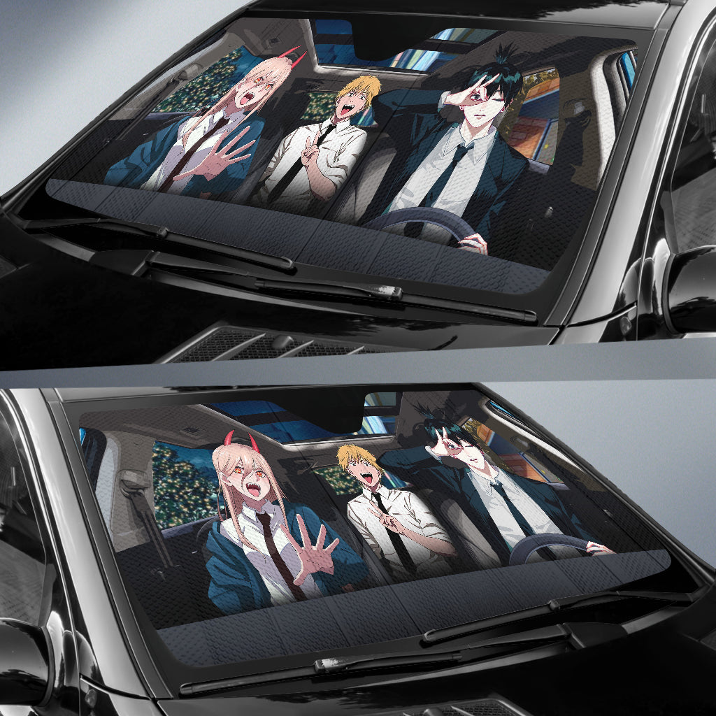 Chainsaw Man Aki Power Denji Car Auto Sunshades - Nearkii