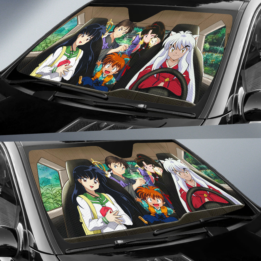 Inuyasha Kagome Miroku Sango Shippo And Kirara Car Auto Sunshades - Nearkii