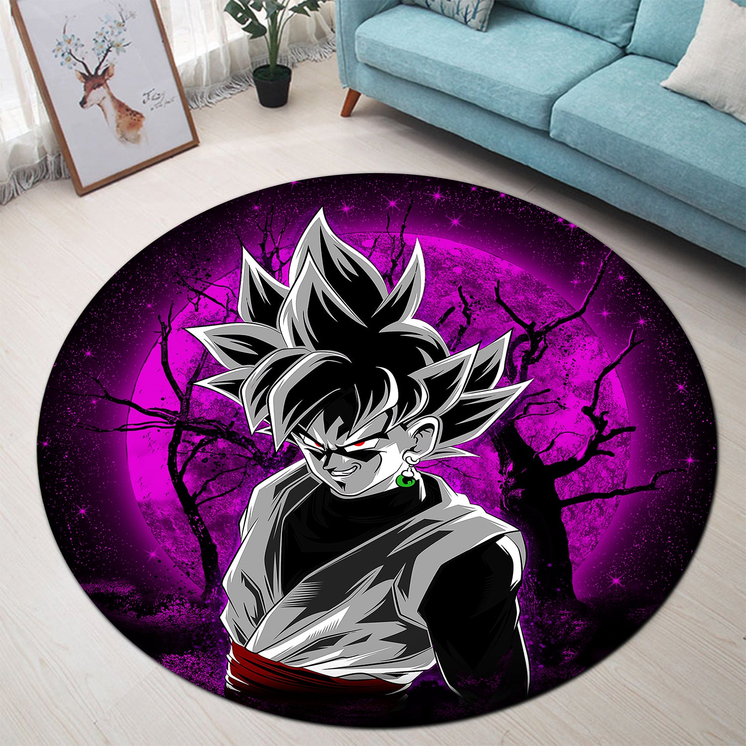Goku Black Moonlight Round Carpet Rug Bedroom Livingroom Home Decor ...